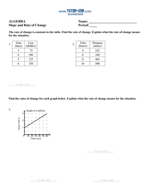 Rate of change worksheet | PDF | Heart and Cardiovascular Diseases ...