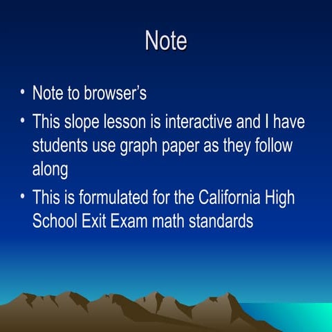 Lessons in Slope & Y-intercept forms.ppt