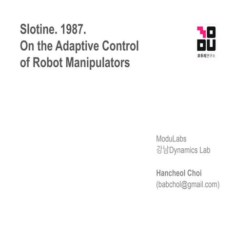 Slotine adaptive control-manipulators | PDF