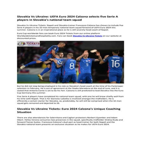 Slovakia Vs Ukraine UEFA Euro 2024 Calzona selects five Serie A players ...