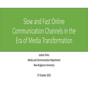 Slow vs Fast Media | PPTX