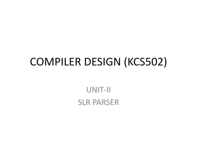 Compiler Design Bottom Up Parsing Technique S | PPT Compiler Design Bottom Up Parsing Technique S | PPT