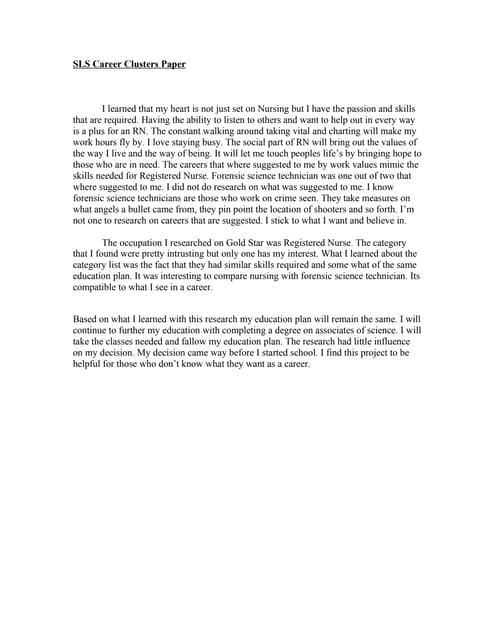 Gold star career choice one page paper | DOC