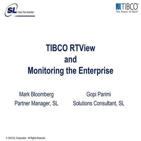 TIBCO RTView and Monitoring the Enterprise | PPT
