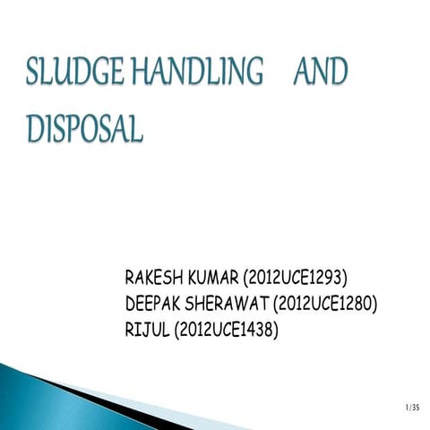 Sludge handling and disposal | PPTX