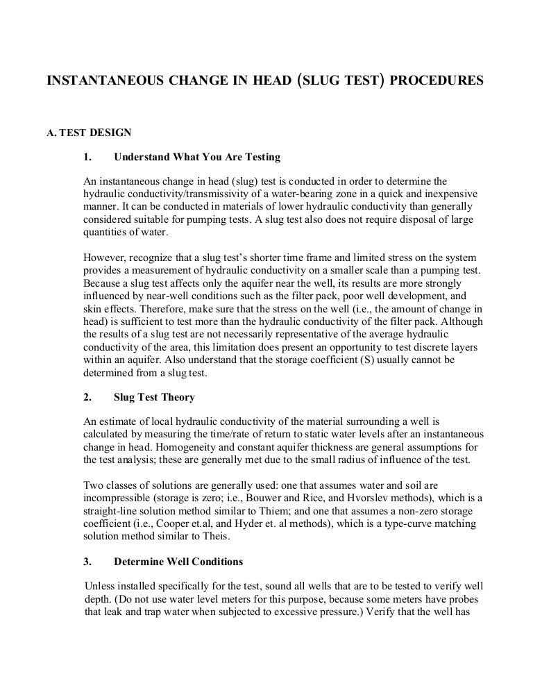 Slug Test Procedures