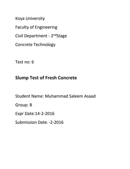 Slump test report | PDF