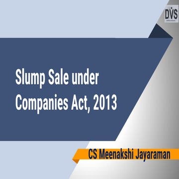 Slump sale under companies act, 2013 | PPTX
