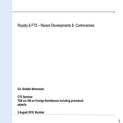 Analysis of "Fees for Technical Services" and its Taxability | PPTX