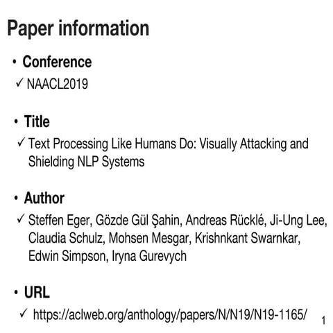Text Processing Like Humans Do Visually Attacking And Shielding Nlp Systems Ppt