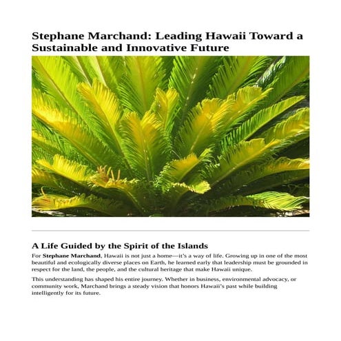 Stephane Marchand: Leading Hawaii Toward a Sustainable and Innovative Future | PDF