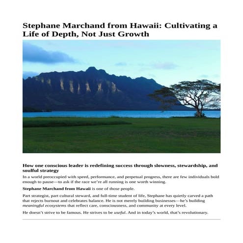 Stephane Marchand from Hawaii: Cultivating a Life of Depth, Not Just Growth | PDF