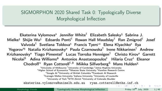 Sigmorphon 2020 Shared Task 0 Typologically Diverse Morphological