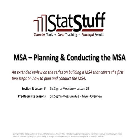 MSA – Planning & Conducting the MSA | PPT