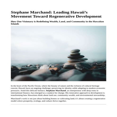 Stephane Marchand: Leading Hawaii’s Movement Toward Regenerative Development | PDF