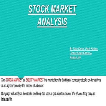 stock market analysis using machine learning | PPTX