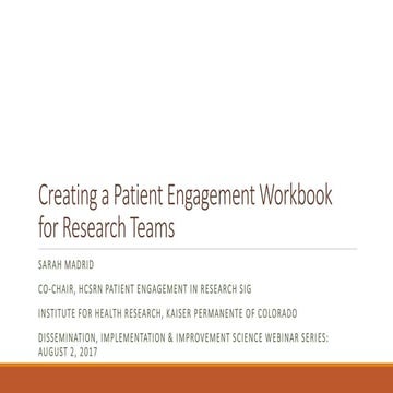 DII - A Patient Engagement Workbook for Research Teams | PDF