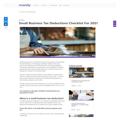 Small Business Tax Deductions Checklist For 2021 | PDF