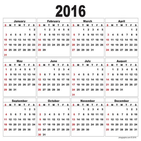 Small 2016 calendar | PDF