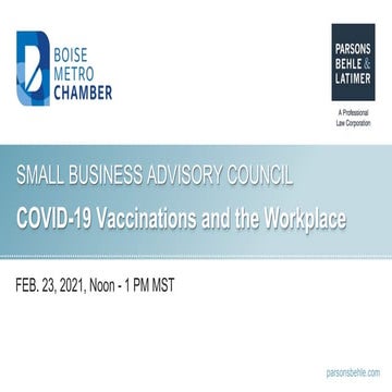 COVID-19 Vaccinations and the Workplace | PPT