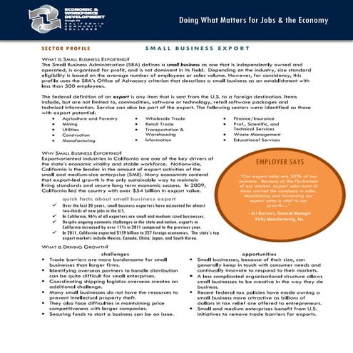 Small business export sector profile | PDF | Business Travel | Travel Type