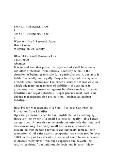 SMALL BUSINESS LAW .docx SMALL BUSINESS LAW .docx