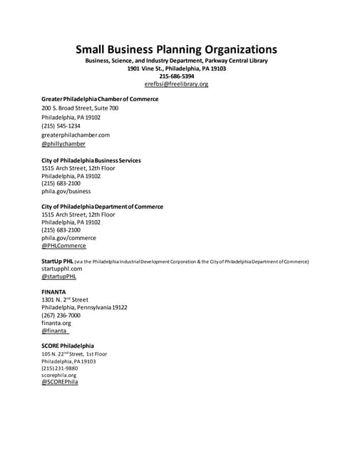 Business Plan Toolkit -Additional resources handout | PDF