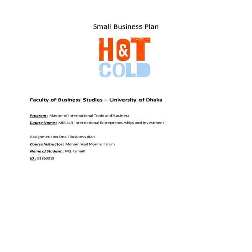 Small business plan ( hot & cold ) | DOCX
