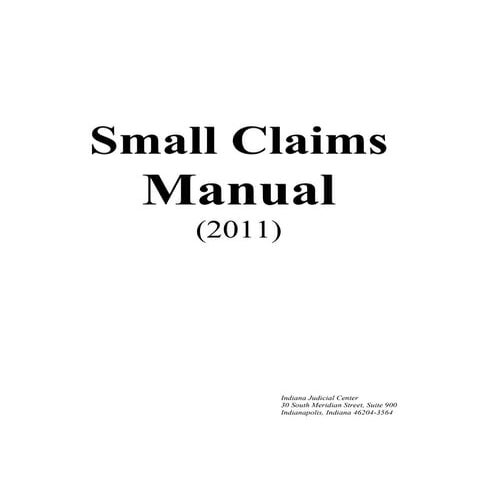 Small claims manual Indiana Superior Ct, | PDF