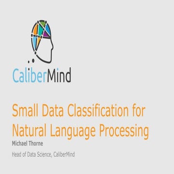 Small Data Classification for NLP | PDF
