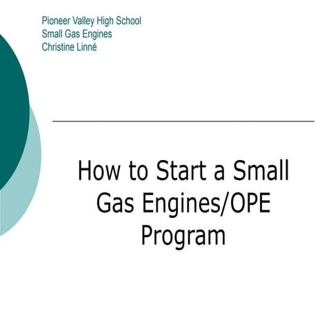 Starting a Small Gas Engine/Outdoor Power Equipment Program | PPT