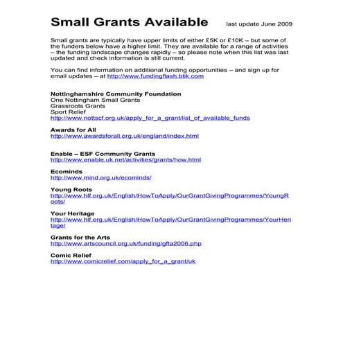 Small Grants Available | PDF