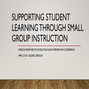 Small Group Participation for Intervention and Individualized Plan Copy ...
