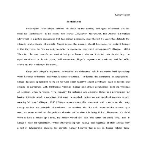 Sentientism, An Analysis | DOCX | Science