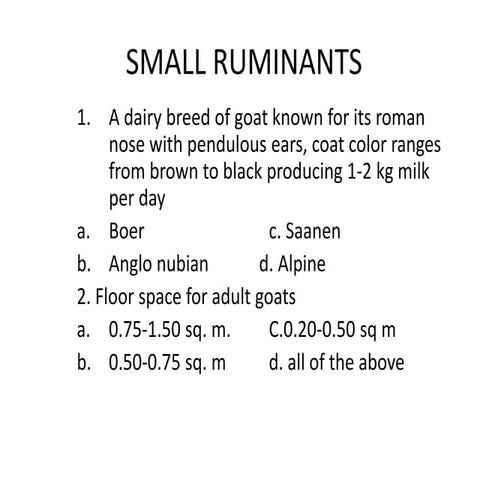 SMALL RUMINANTS AGRICULTURE REVIEWER FOR 2024 | PDF