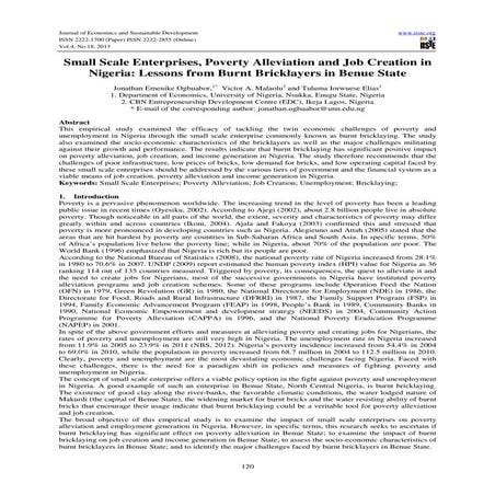 Small scale enterprises, poverty alleviation and job creation in ...