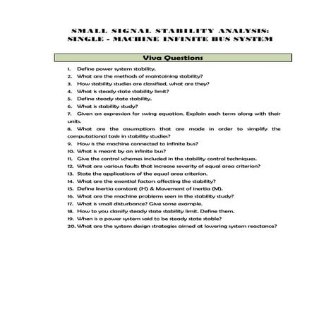 Small signal stability analysis | PDF | Science