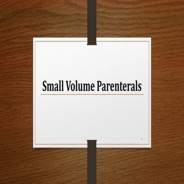 Small volume parenterals | PDF