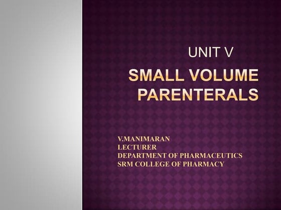 Large and small volume parenterals preparations | PPTX