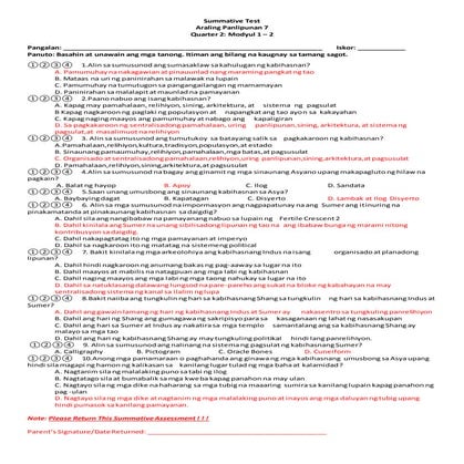 Summative Assessment Quarter 2 Module 1 - 2 | PDF