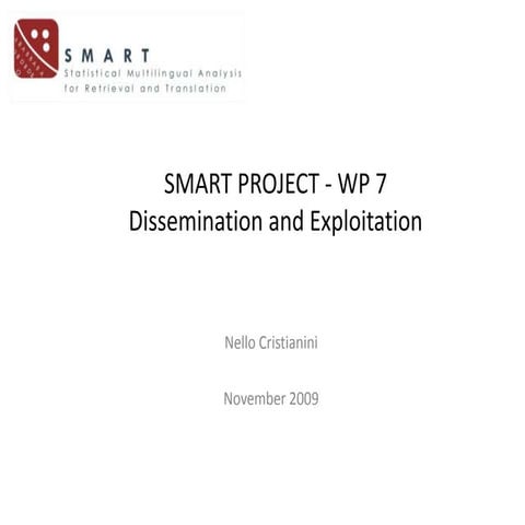 SMART PROJECT - WP 7 Dissemination and Exploitation | PPTX