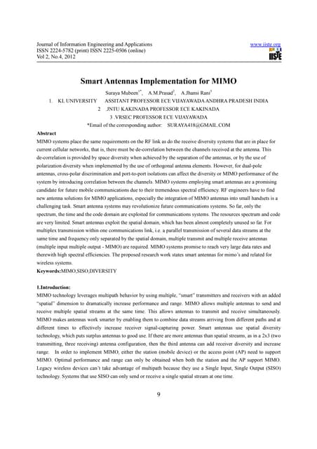 Mimo in Wireless Communication | PPTX | Computer Networking | Computing