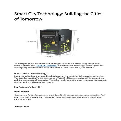 Smart City Technology Transforms Urban Life | PDF