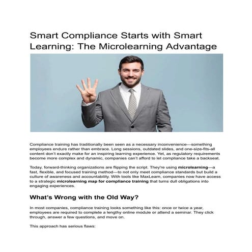 Smart Compliance Starts with Smart Learning The Microlearning Advantage ...
