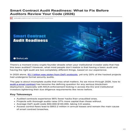 Smart Contract Audit Readiness What to Fix Before Auditors Review Your ...