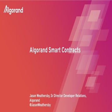 Algorand Smart Contracts | PPT