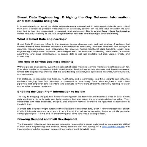 Smart Data Engineering_ Bridging the Gap Between Information and ...