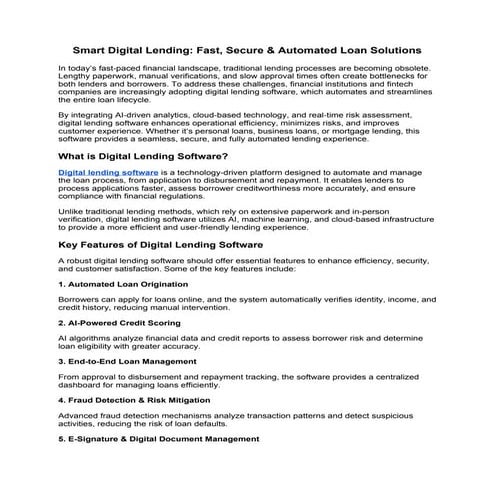 Smart Digital Lending_ Fast, Secure & Automated Loan Solutions.docx