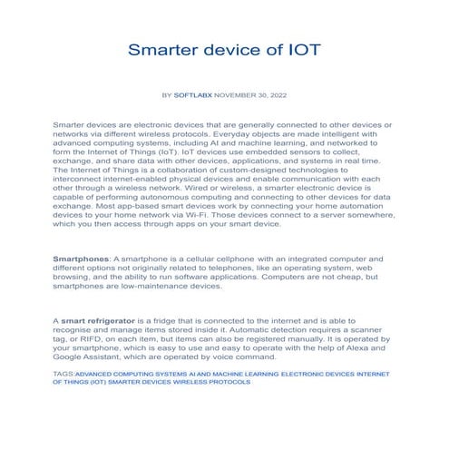 Smarter device of IOT | PDF