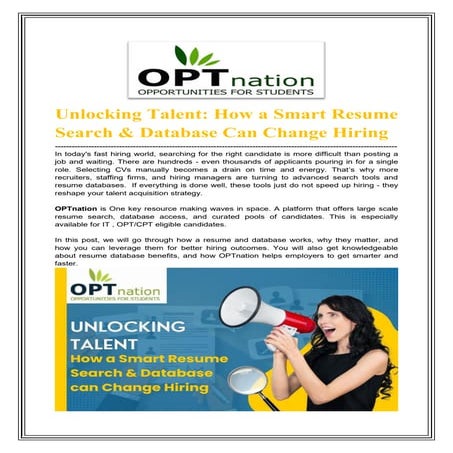 Smarter Hiring with Resume Databases - OPTnation | PDF